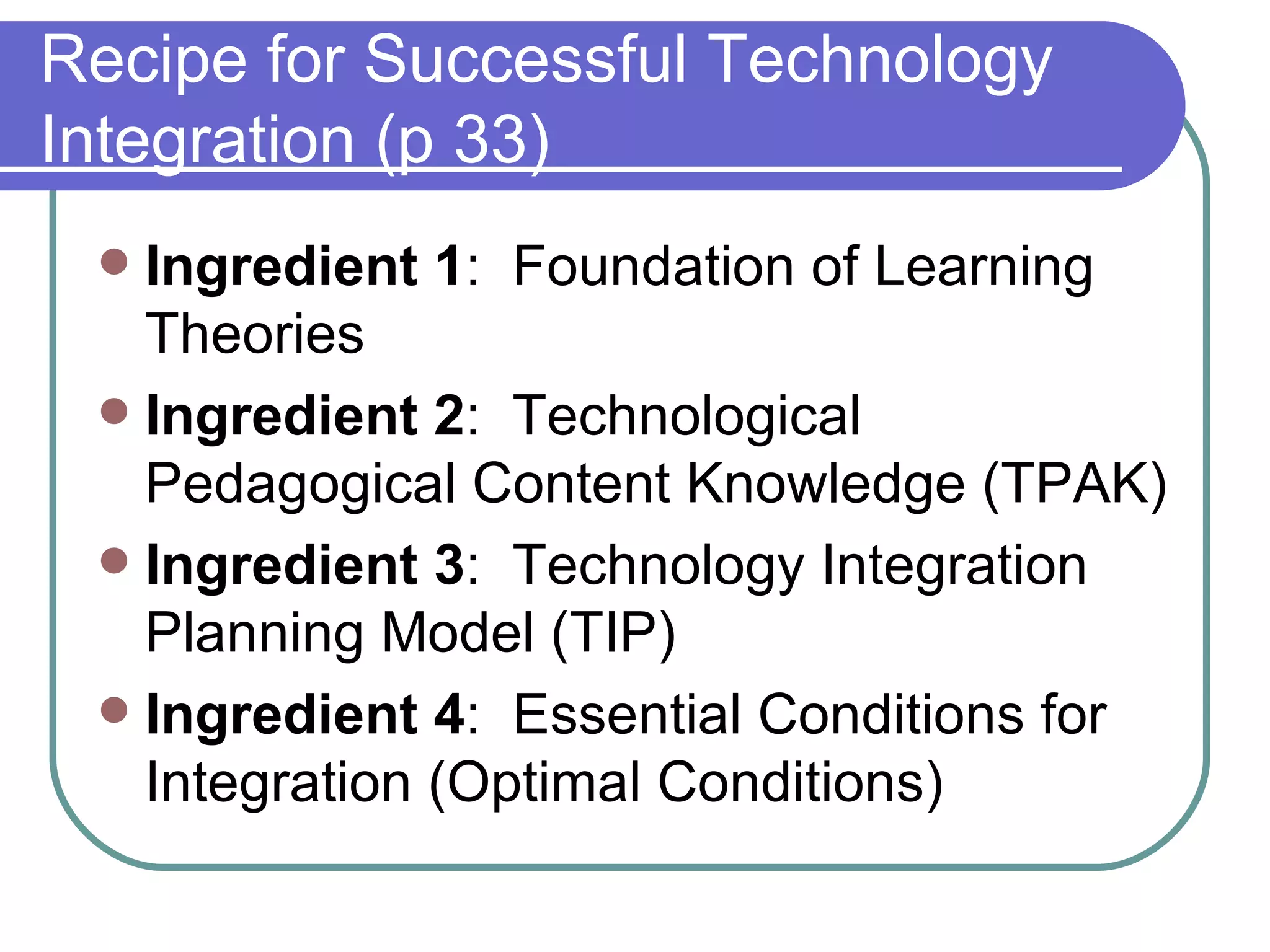 Integrating educational technology into teaching | PPT