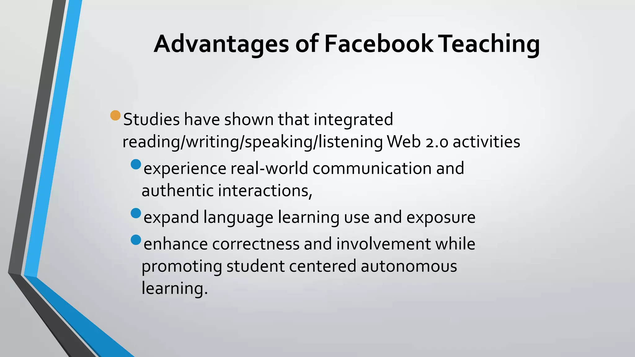 Integrating facebook into language teaching | PPTX