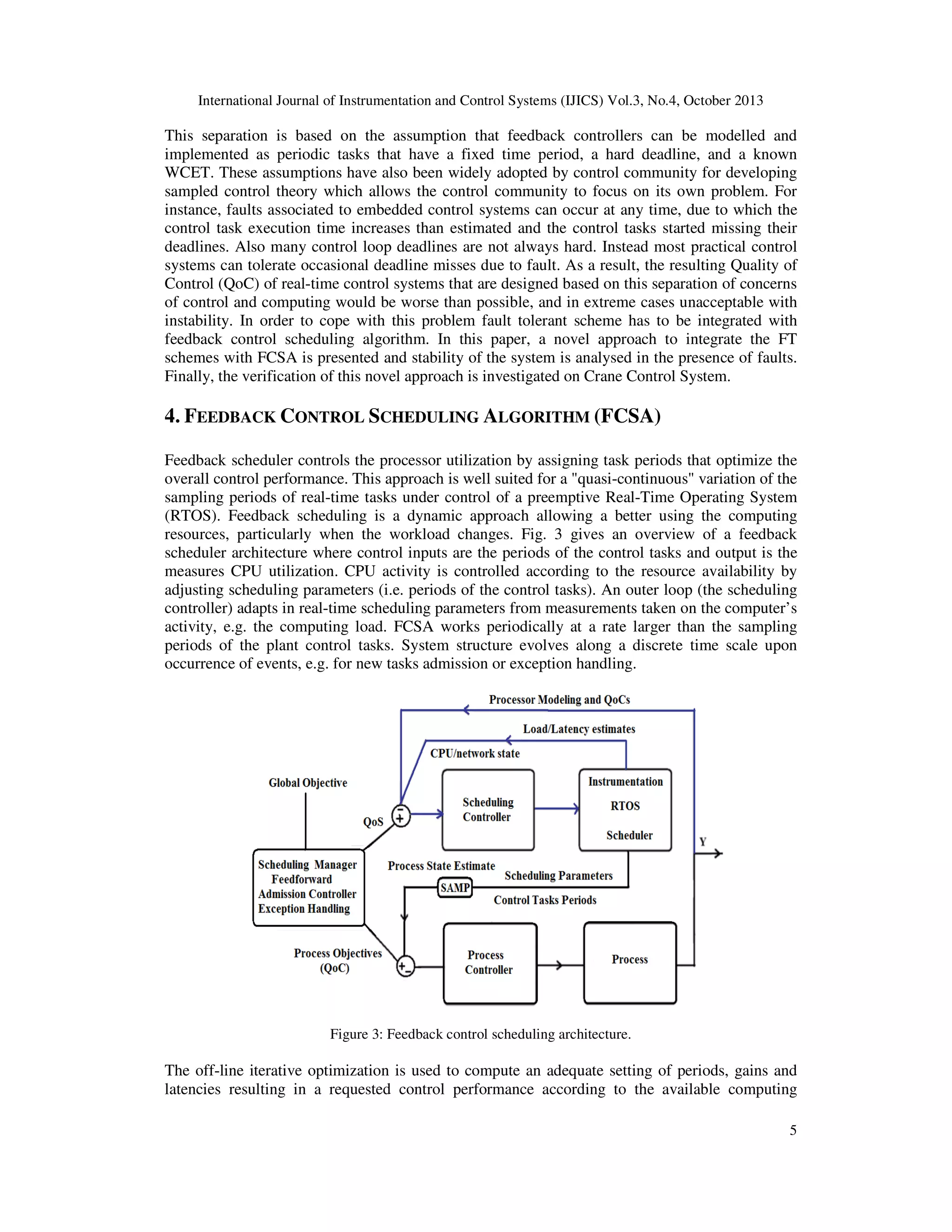 Integrating Fault Tolerant Scheme With Feedback Control Scheduling Algorithm At Software Level