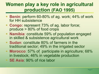 Integrating Gender In Agricultural Programs | PPT