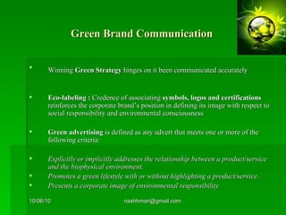 Integrating Green Marketing Communications Am | PPT