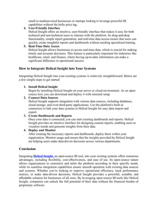 Integrating Helical Insight into Your Existing Systems Open Source BI ...