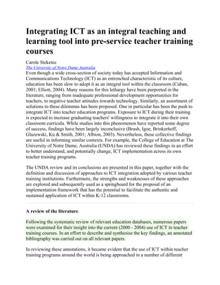 Integrating ict as an integral teaching and learning tool into pre | DOC