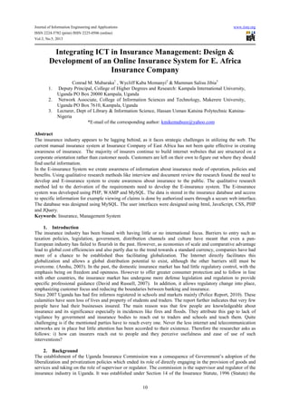 Integrating ict in insurance management design & development of an ...