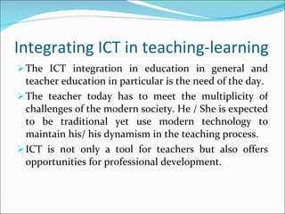 Integrating ICT into Teaching Learning | PPT