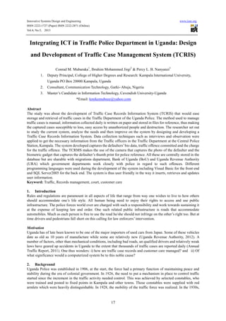 Integrating ict in traffic police department in uganda design and development of traffic case ...
