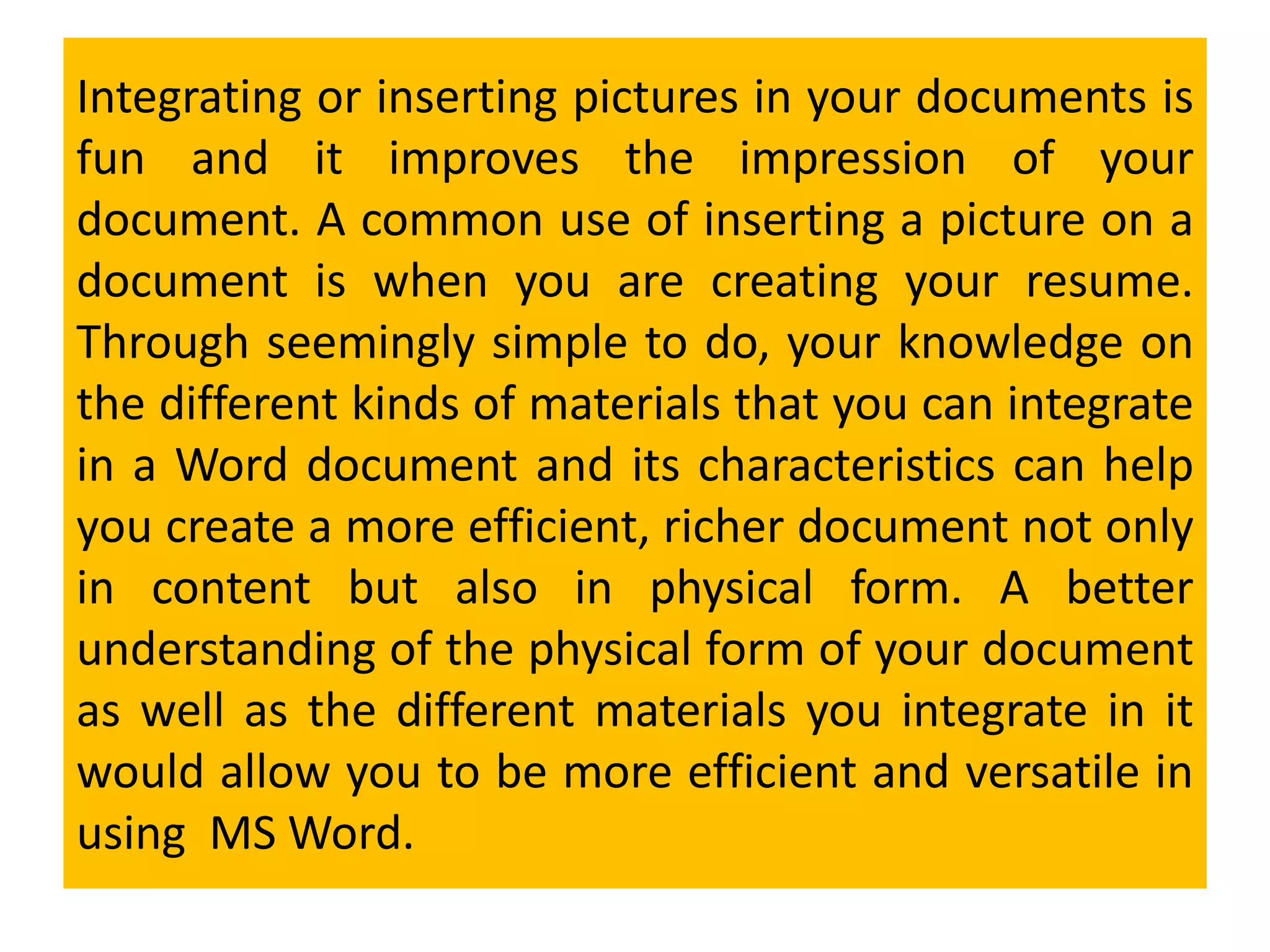 Integrating images and external material | PPTX