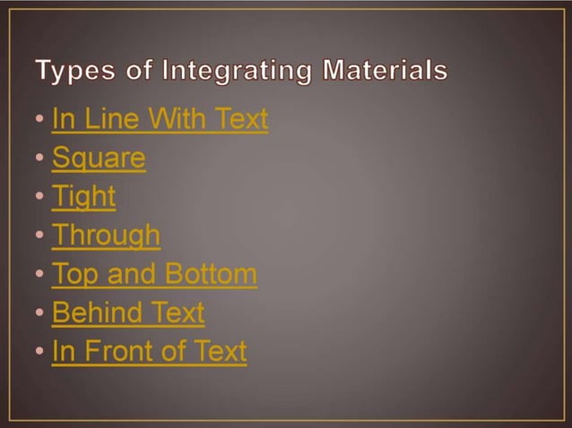 Integrating images and external material Integrating images and external material