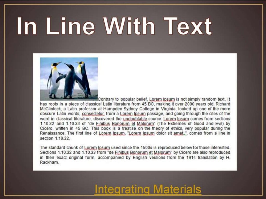 Integrating images and external material Integrating images and external material