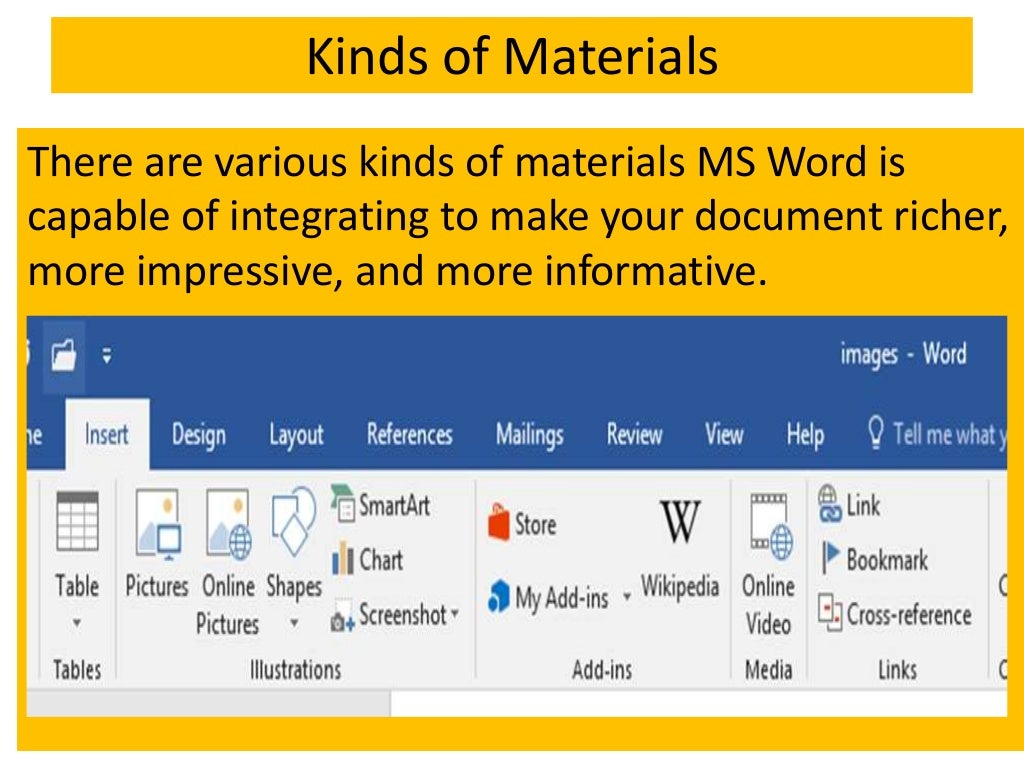 Integrating images and external material Integrating images and external material