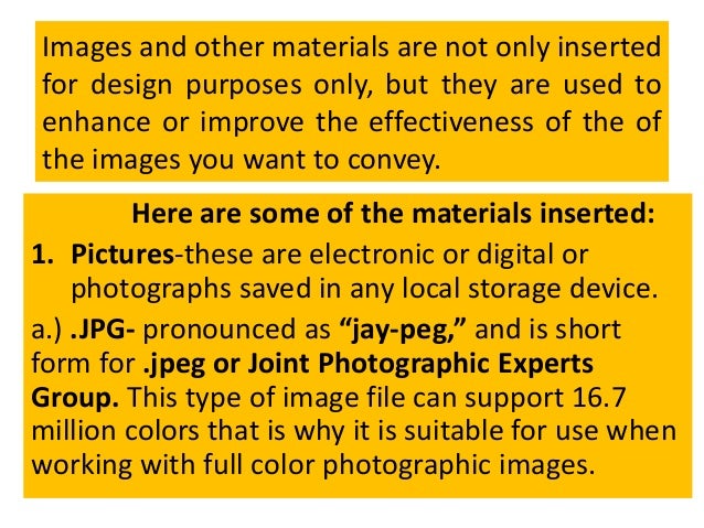 Integrating images and external material Integrating images and external material