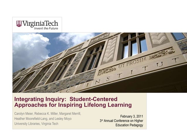 Integrating Inquiry: Student Centered Approaches for Inspiring Lifelong ...
