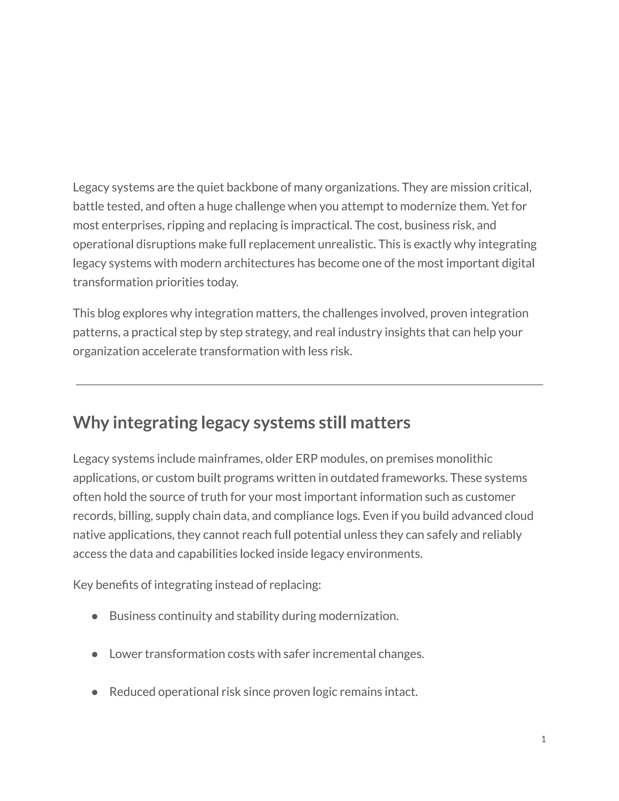 Integrating Legacy Systems for Modern Enterprise Success | PDF