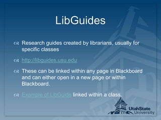 Integrating Library Resources into Blackboard | PPTX | Technology ...