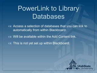 Integrating Library Resources into Blackboard | PPTX | Technology & Computing