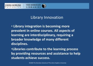 Integrating Library Services into the Course Development Process at an ...