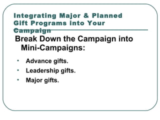 Integrating Major Gift & Planned Gift Programs | PPT