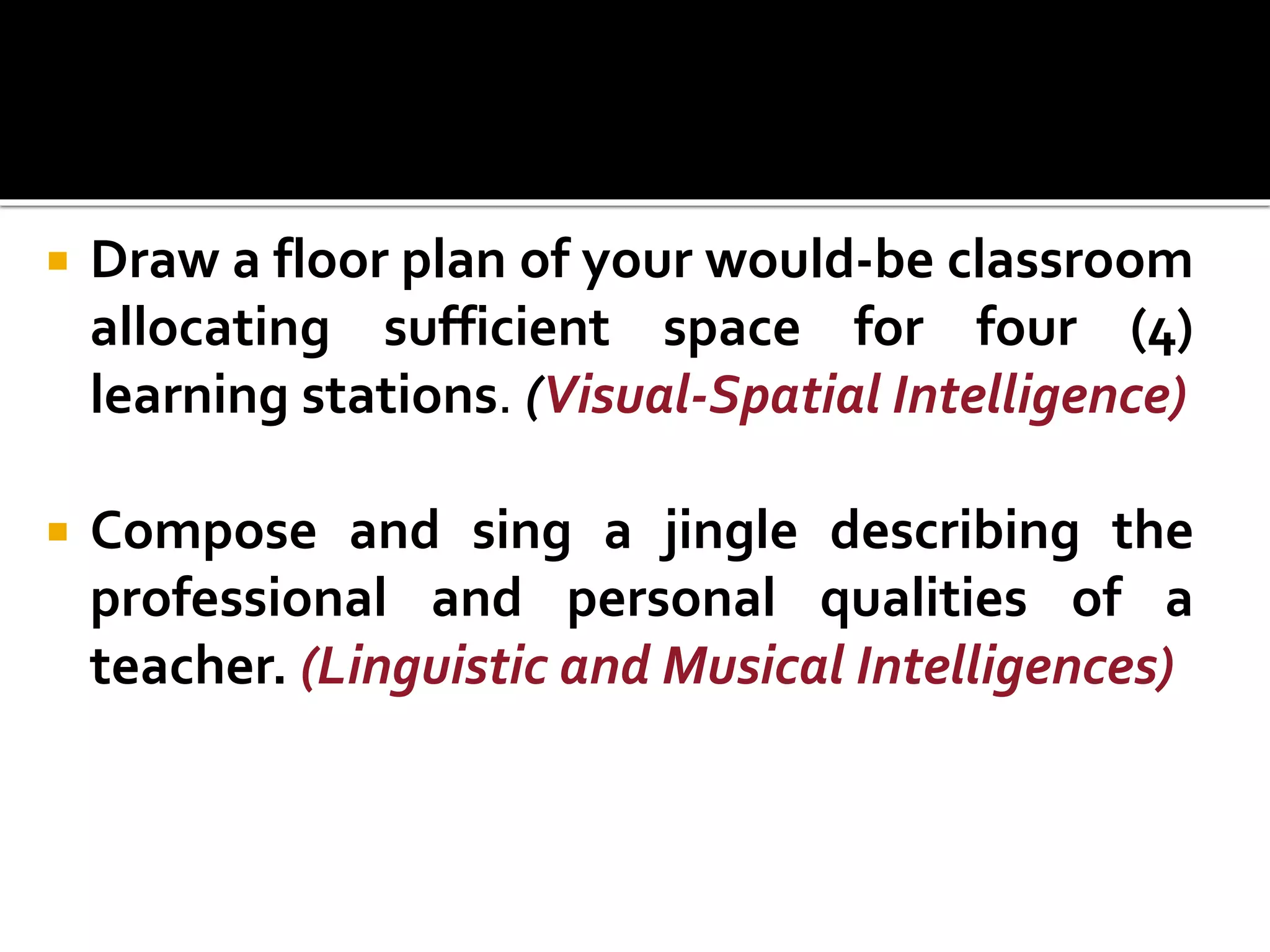 Integrating multiple intelligences in assessment | PPTX