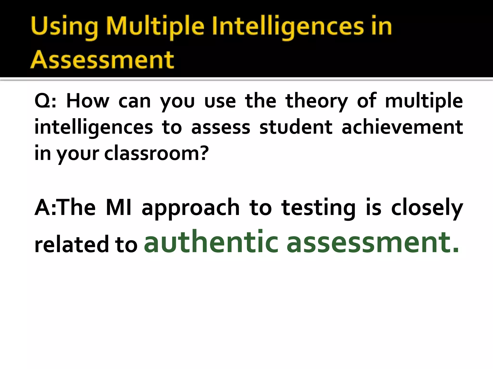 Integrating multiple intelligences in assessment | PPTX | Educational ...