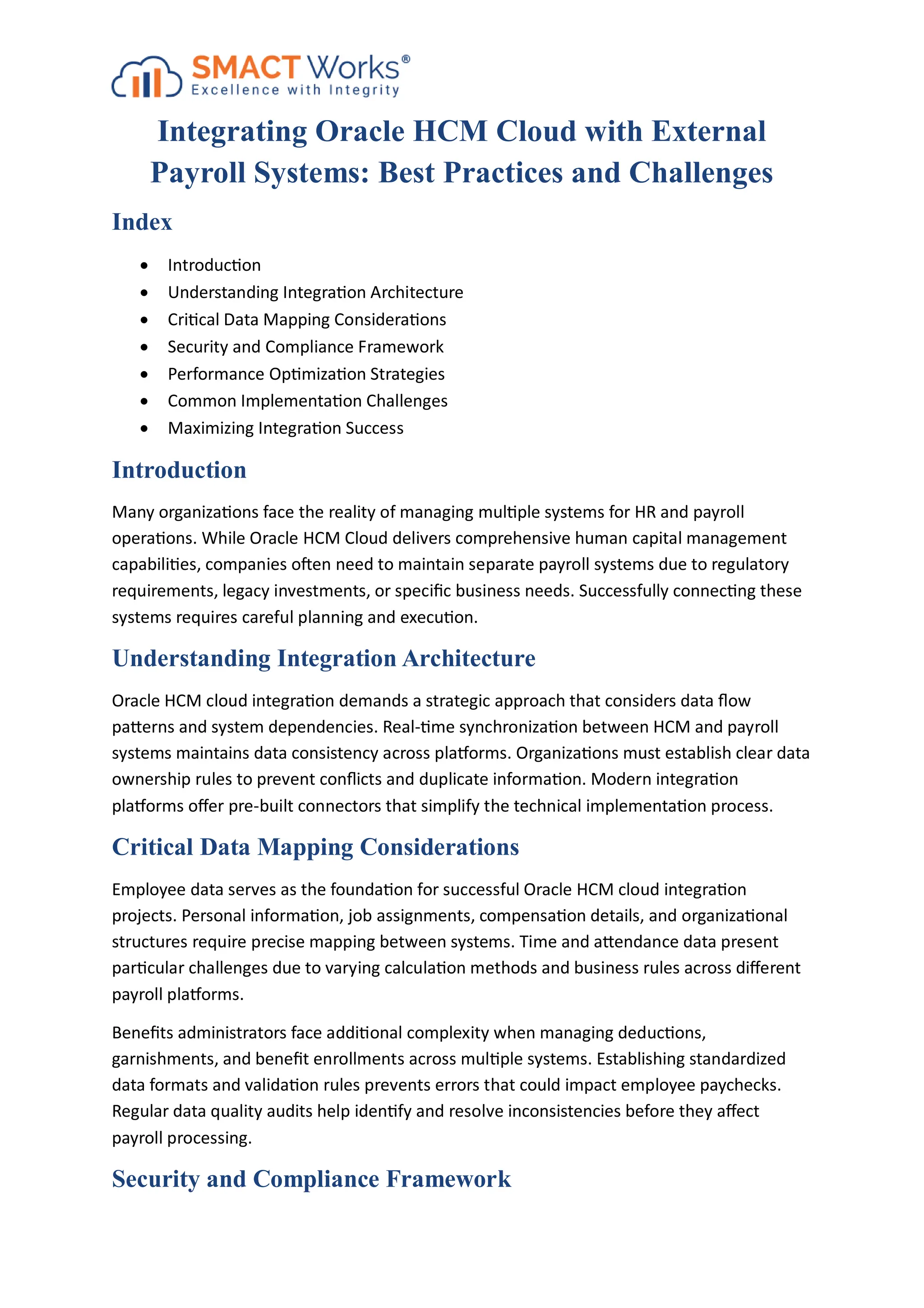 Integrating Oracle HCM Cloud with External Payroll Systems - Best Practices and Challenges | PDF