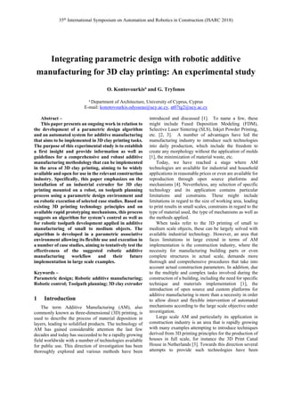 Integrating parametric design with robotic additive manufacturing for 3D clay printing | PDF