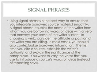 Integrating paraphrases into your writing | PDF