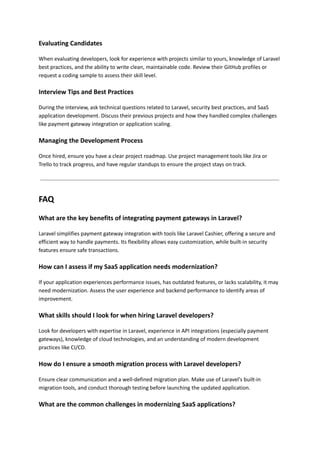 Integrating Payment Gateways and Modernising SaaS Applications with Laravel | PDF