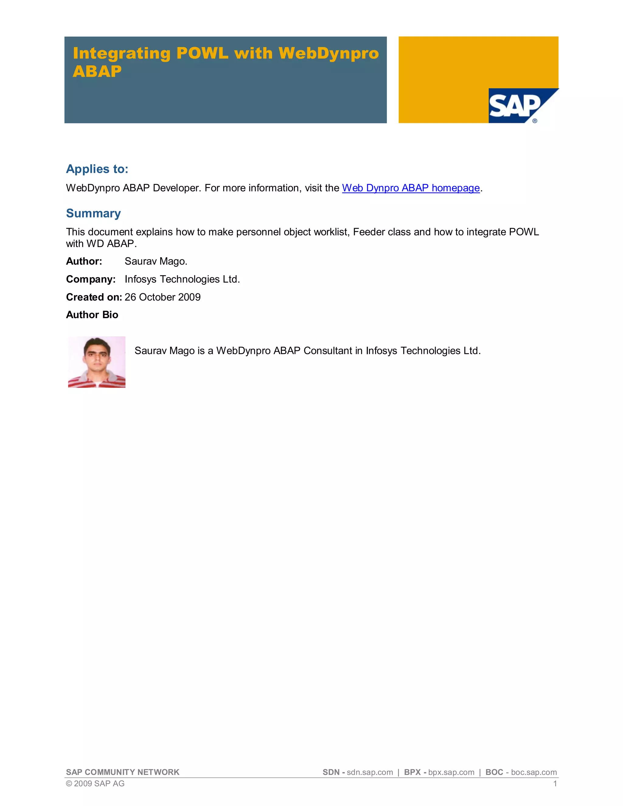 Integrating powl with web dynpro abap. | PDF