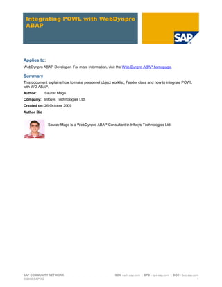 Integrating powl with web dynpro abap. | PDF