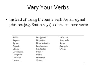 Voice Markers and Signal Phrases | PPTX