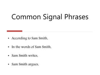 Voice Markers and Signal Phrases | PPT