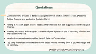 Integrating Quotations in Research Writing_ Prose, Poetry, and Drama | PPTX