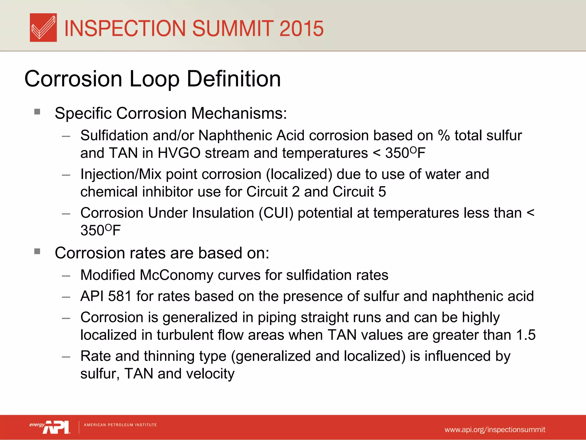 Integrating RBI with Inspection Programs and IOW - Corrosion Loops ...