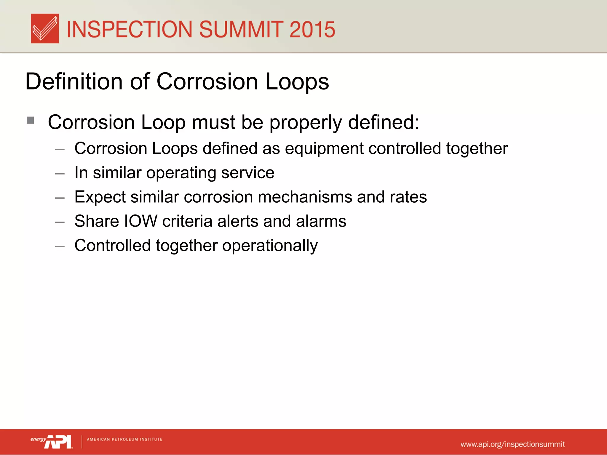 Integrating RBI with Inspection Programs and IOW - Corrosion Loops ...