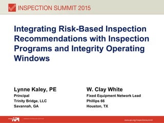 Integrating RBI with Inspection Programs and IOW - Corrosion Loops ...