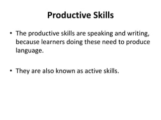 Integrating receptive and productive skills in a reading | PPTX