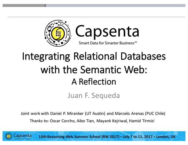 Integrating Relational Databases With The Semantic Web A Reflection Pdf Databases