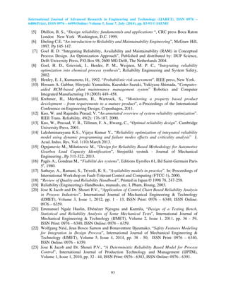 Integrating reliability in conceptual process design an optimization approach | PDF