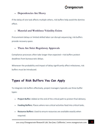 Integrating Risk Buffers Into Your Critical Path When & How | PDF