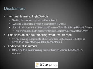 Integrating SharePoint 2010 and Visual Studio Lightswitch | PPTX