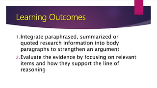 Integrating Sources & Evaluating Evidence | PPTX