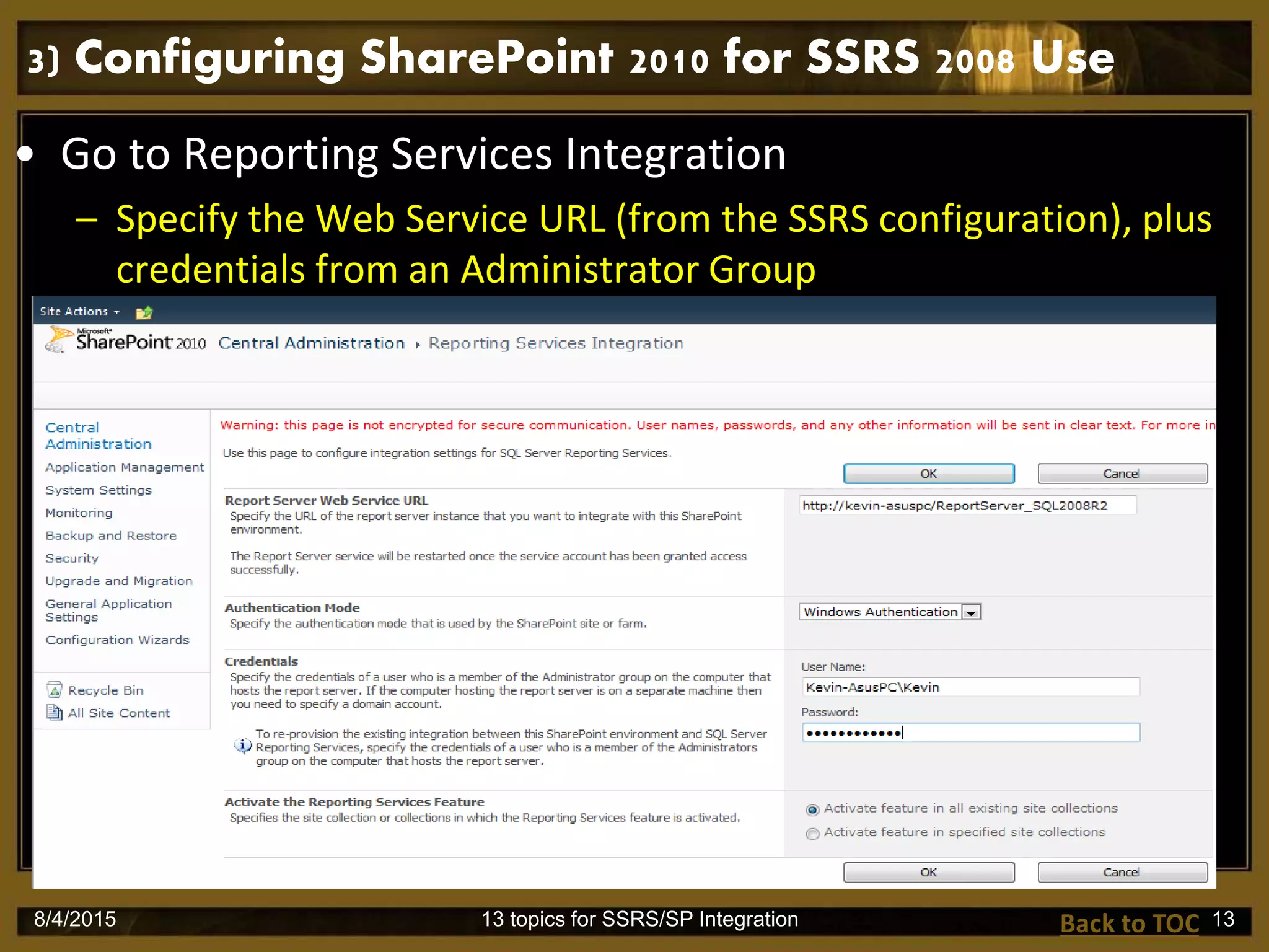 Integrating SSRS with SharePoint | PPTX | Databases | Computer Software and Applications