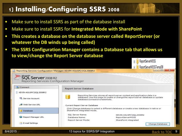 Integrating SSRS with SharePoint | PPTX | Databases | Computer Software and Applications