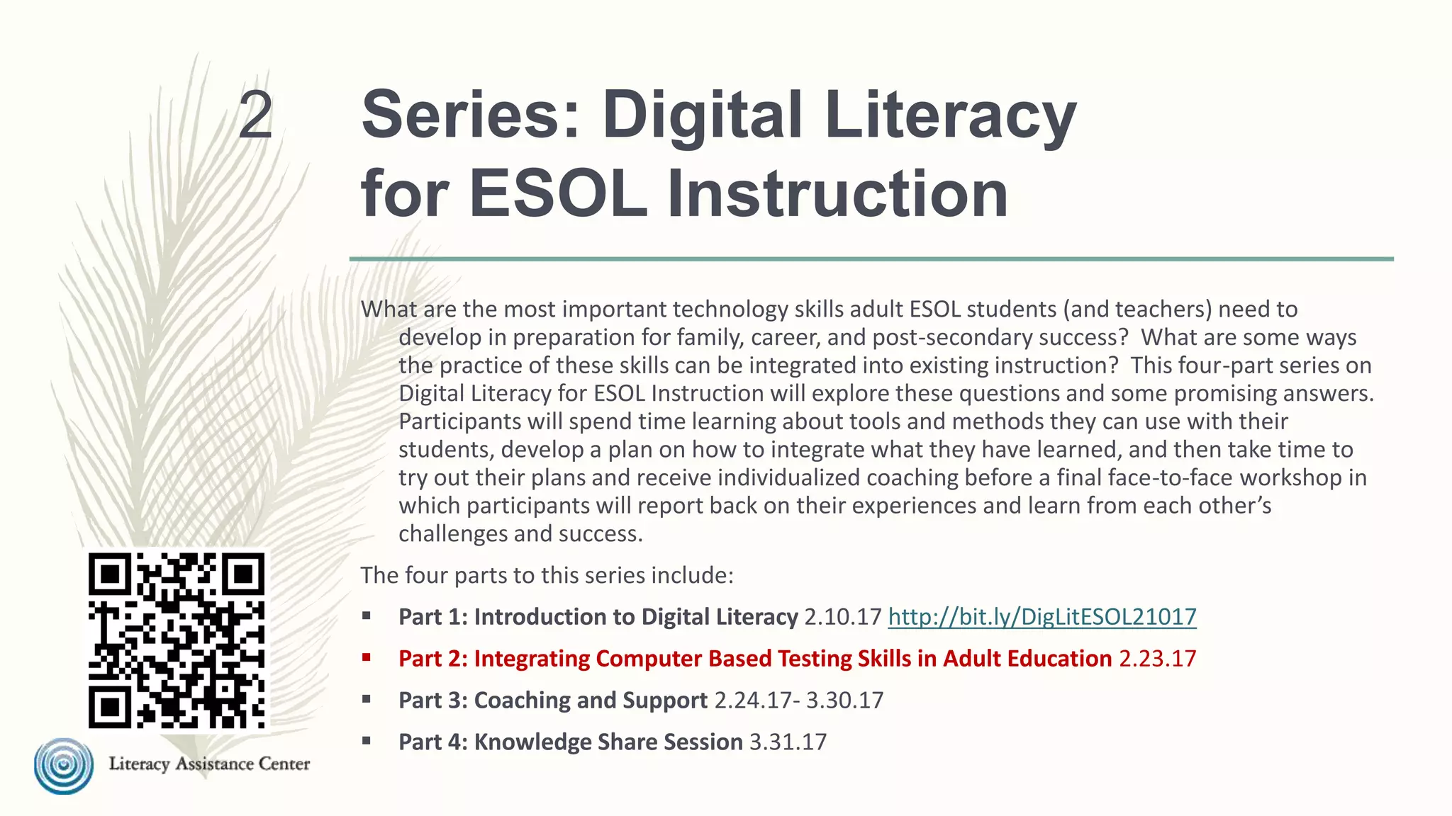 Integrating Technology in Adult ESOL Instruction | PPTX