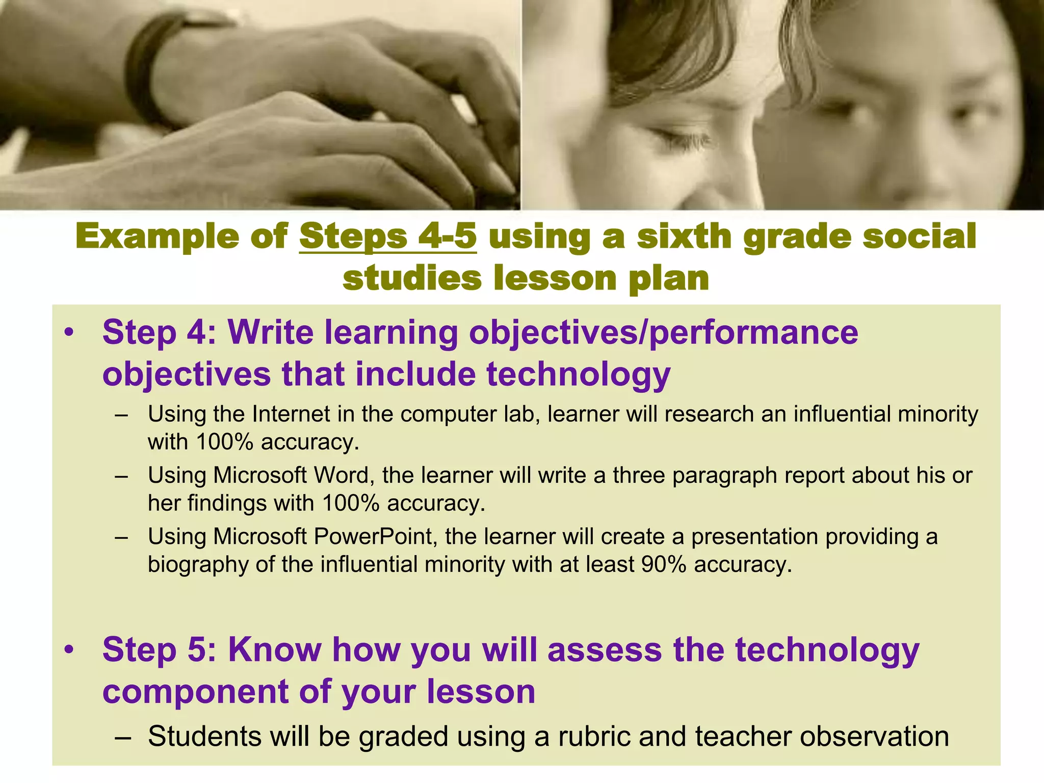 Integrating Technology in a Classroom Lesson: Step-by-Step instructions ...