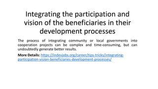 Integrating the participation and vision of the beneficiaries in their ...