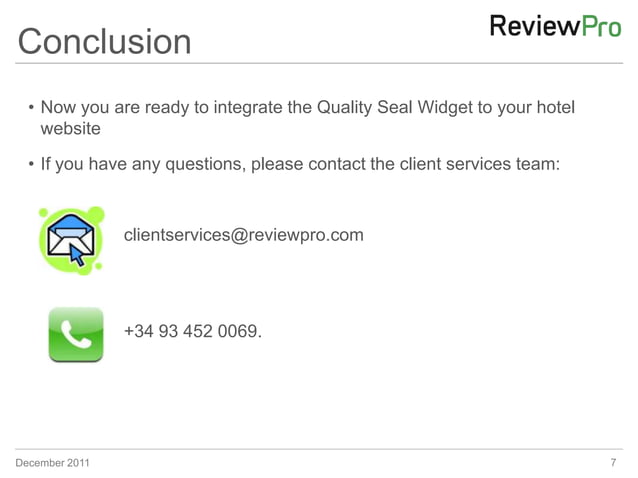 Integrating the review pro quality seal widget | PPT