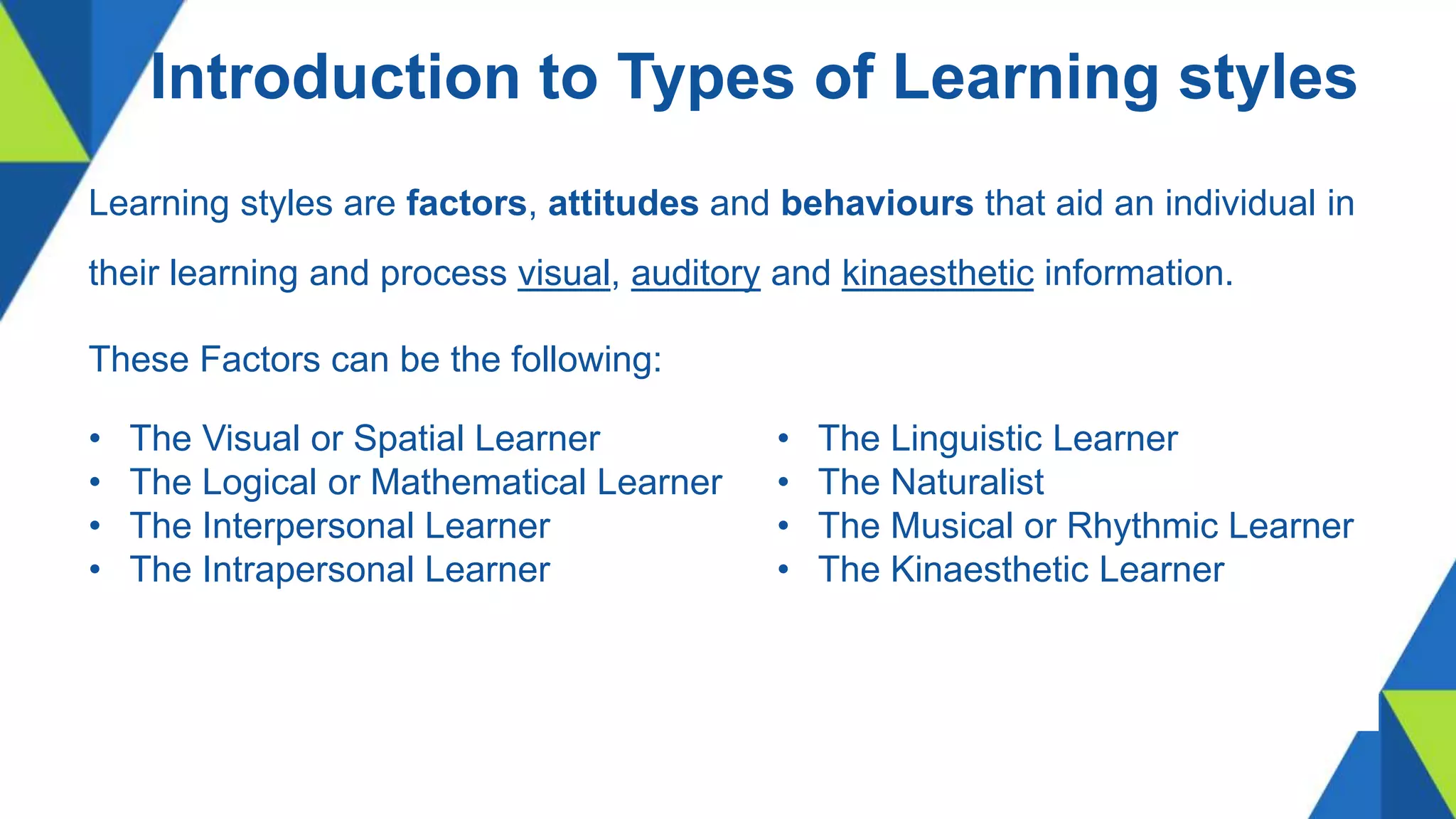 Types of Learning Styles in a Diverse Classroom | PPTX | Workshops and ...