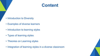 Types of Learning Styles in a Diverse Classroom | PPTX | Workshops and ...