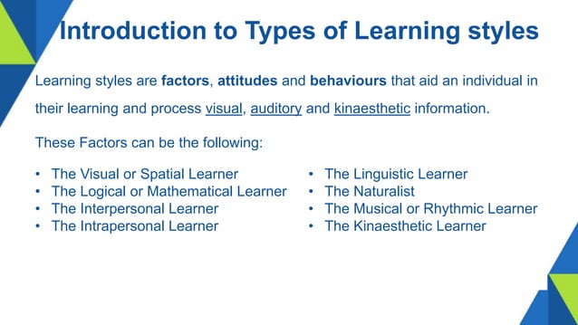 Types of Learning Styles in a Diverse Classroom | PPTX | Workshops and ...